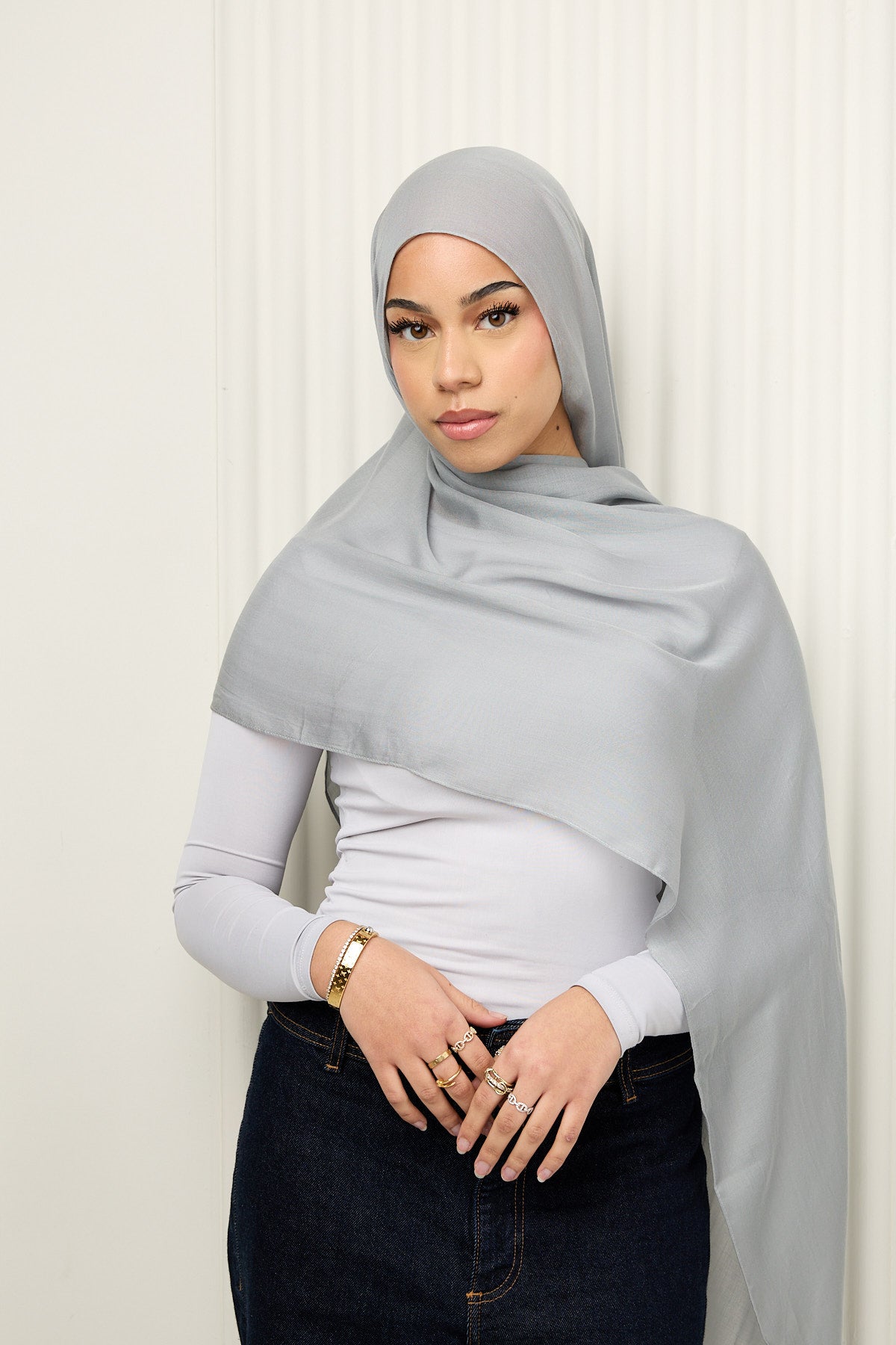Premium Modal Hijab in Silver Mist – LAYAAN COLLECTION